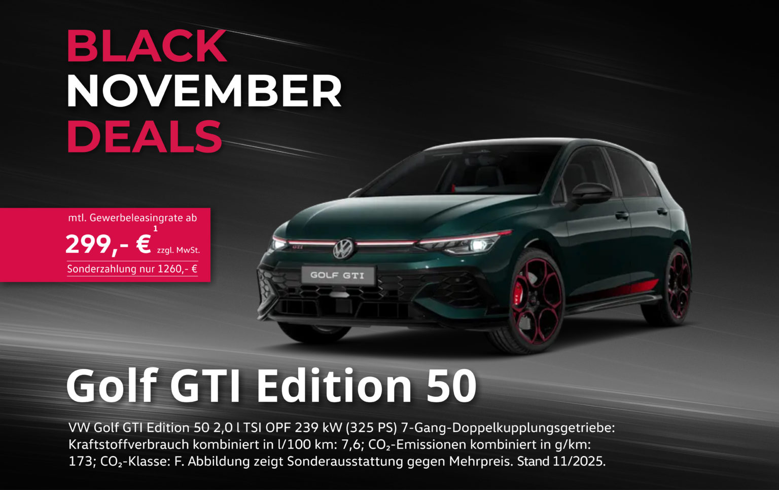 Der VW Golf GTI Edition 50 - Black November Deals